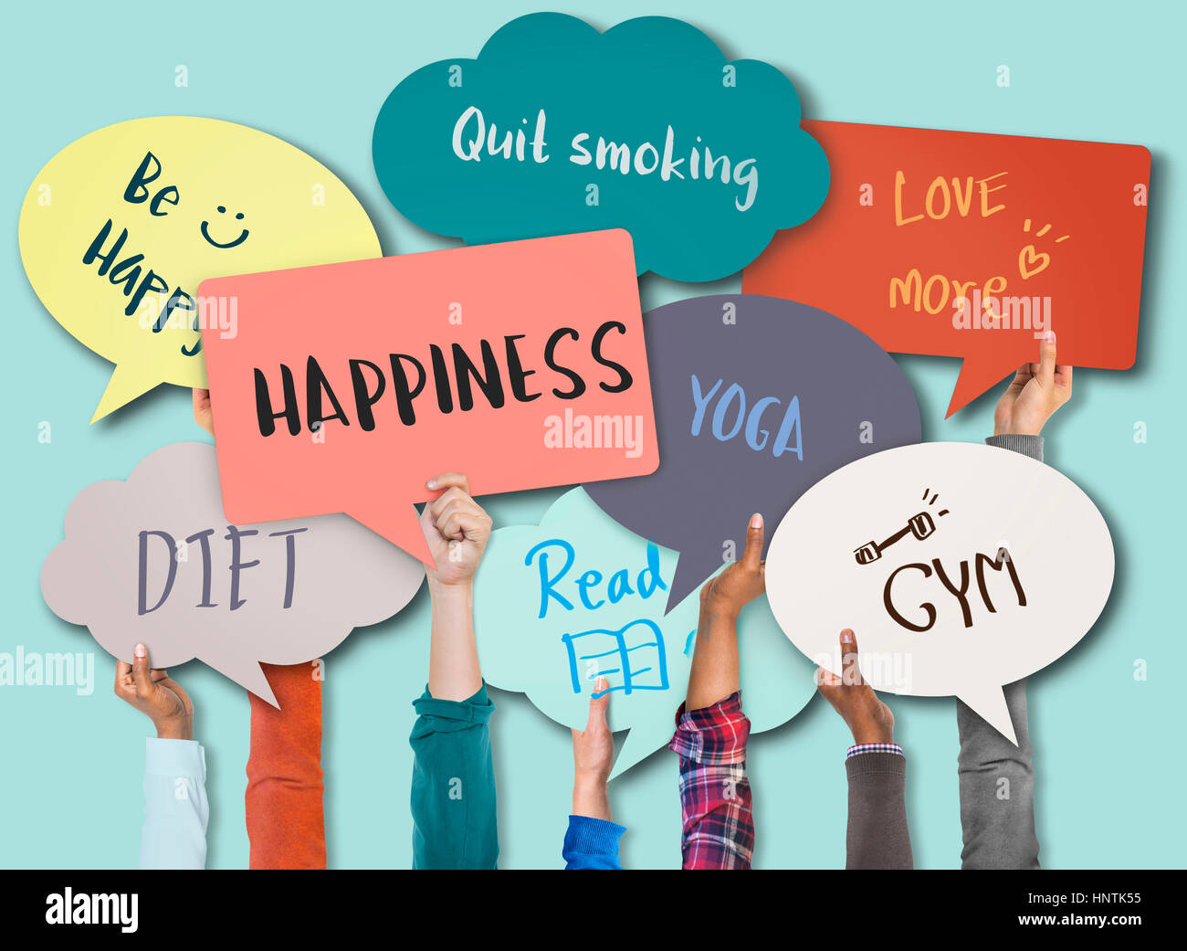 Happiness Positivity Mindset Thinking Wellness Concept Stock Photo - Alamy