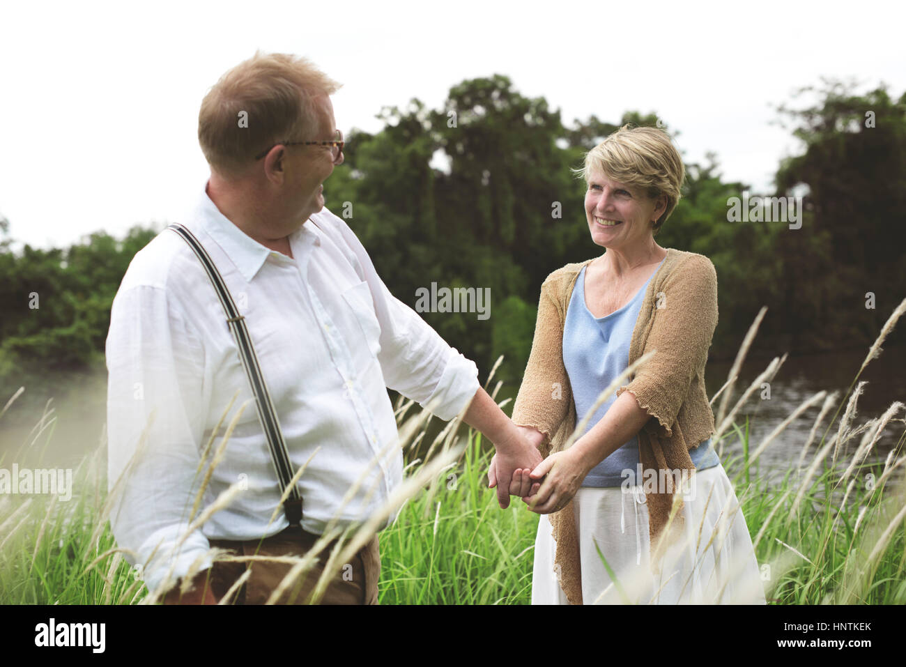Older romantic love couple hand bonding hi-res stock photography and ...