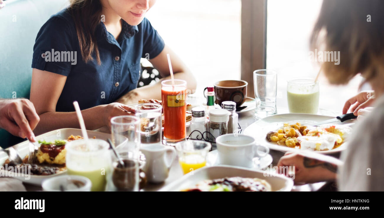 Group Of People Eating Lunch Concept Stock Photo - Alamy
