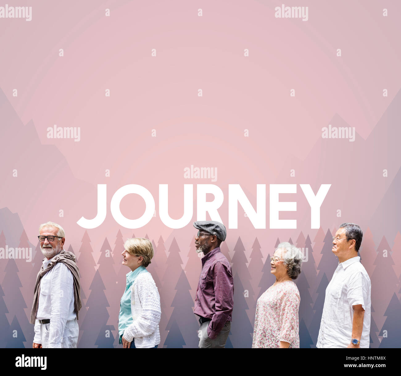 Journey word on nature background with trees Stock Photo - Alamy