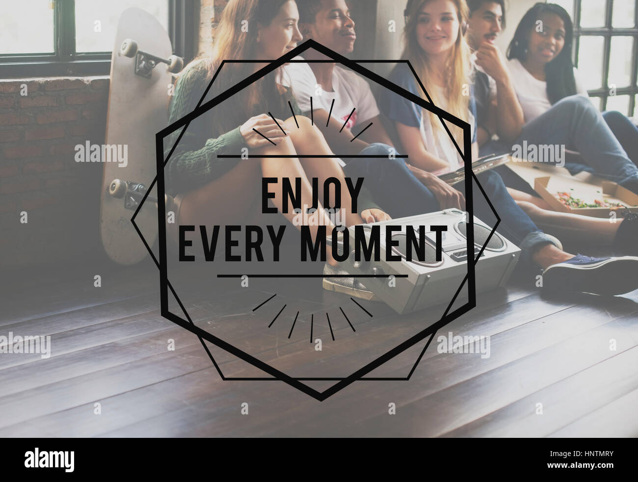 Enjoyment Vintage Vector Graphic Concept Stock Photo - Alamy