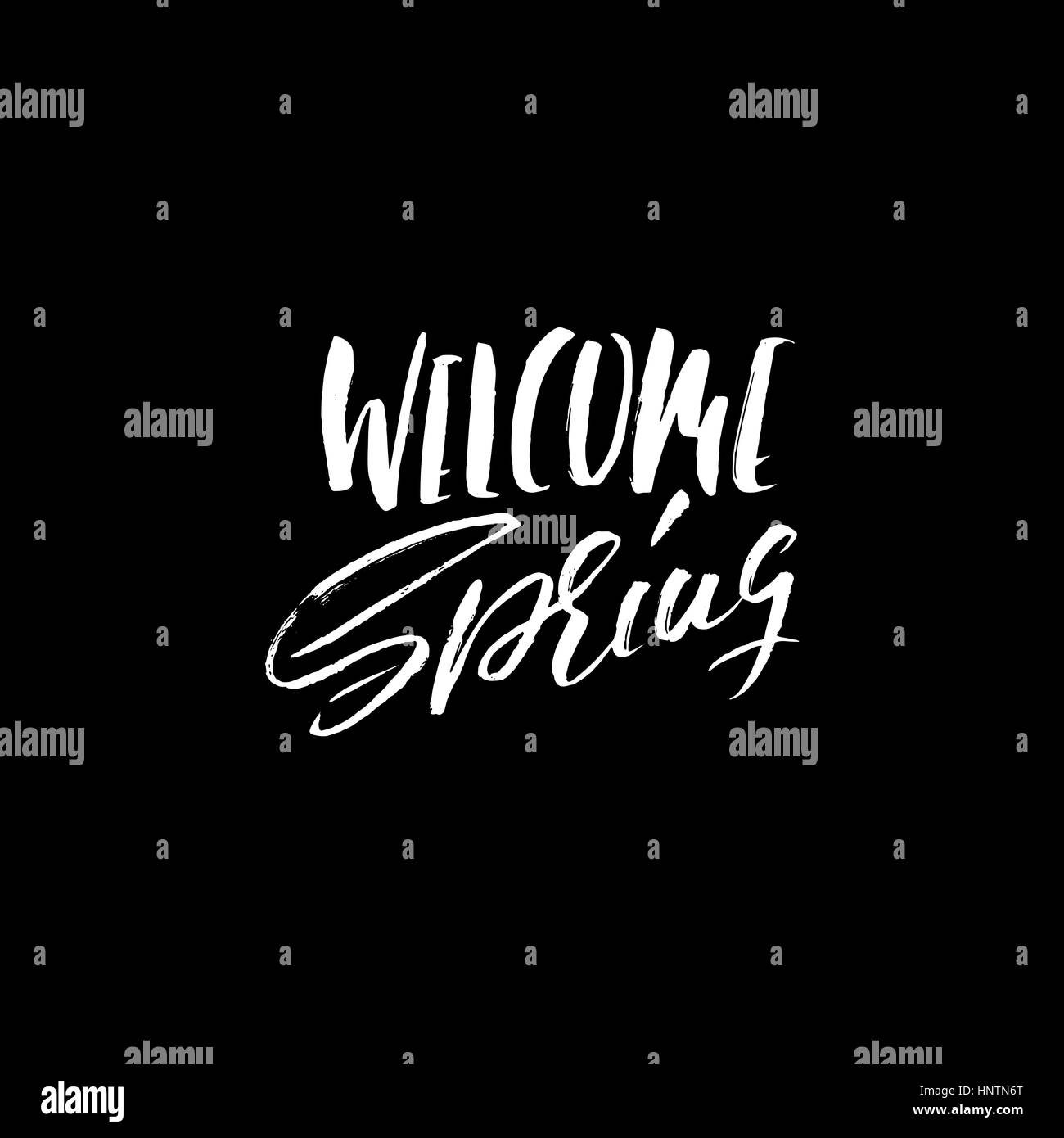 Hand lettered style spring design on a white background. Welcome Spring ...