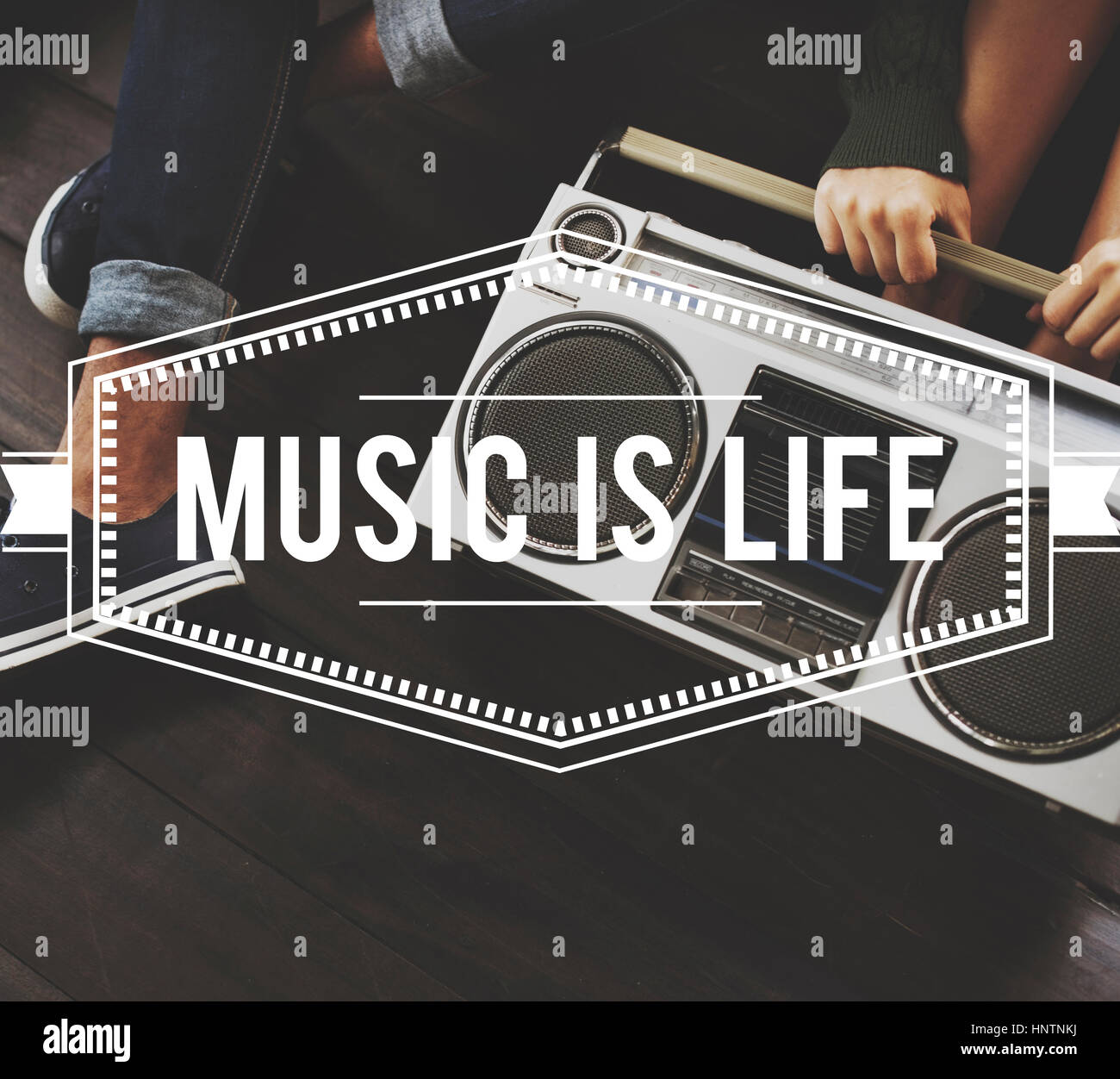 Music is Life Vintage Vector Graphic Concept Stock Photo - Alamy