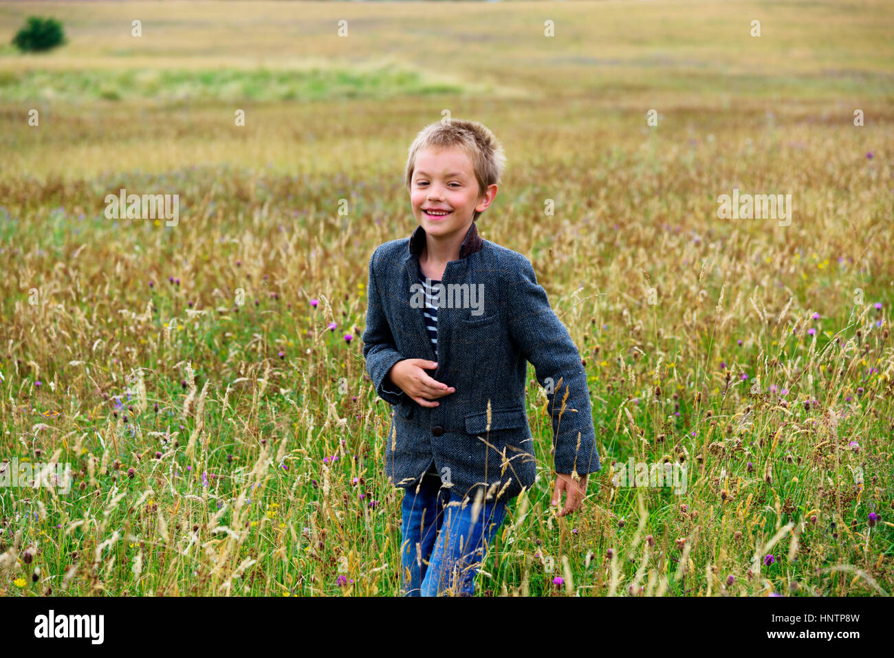 Little Boy Happiness Smiling Nature Outdoors Concept Stock Photo - Alamy