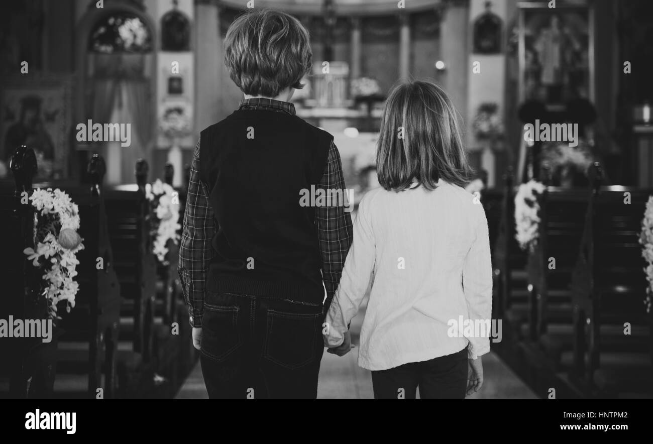 Church Children Believe Faith Religious Family Stock Photo - Alamy