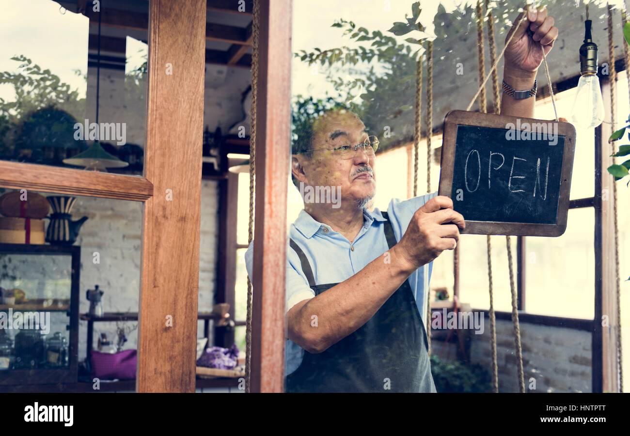Cafe Open Shop Retail Welcome Notice Retail Front Stock Photo - Alamy