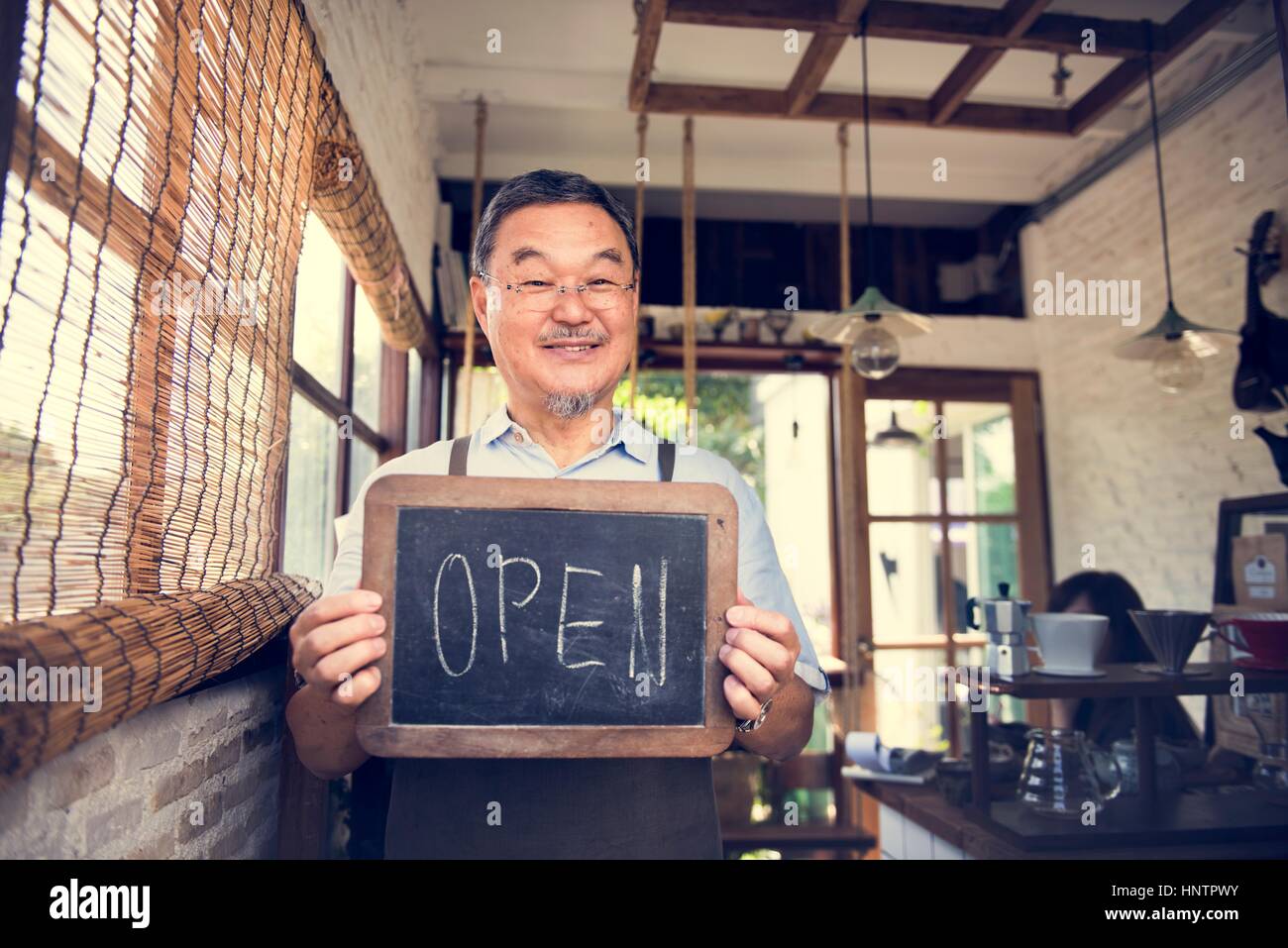 Cafe Open Shop Retail Welcome Notice Retail Front Stock Photo - Alamy