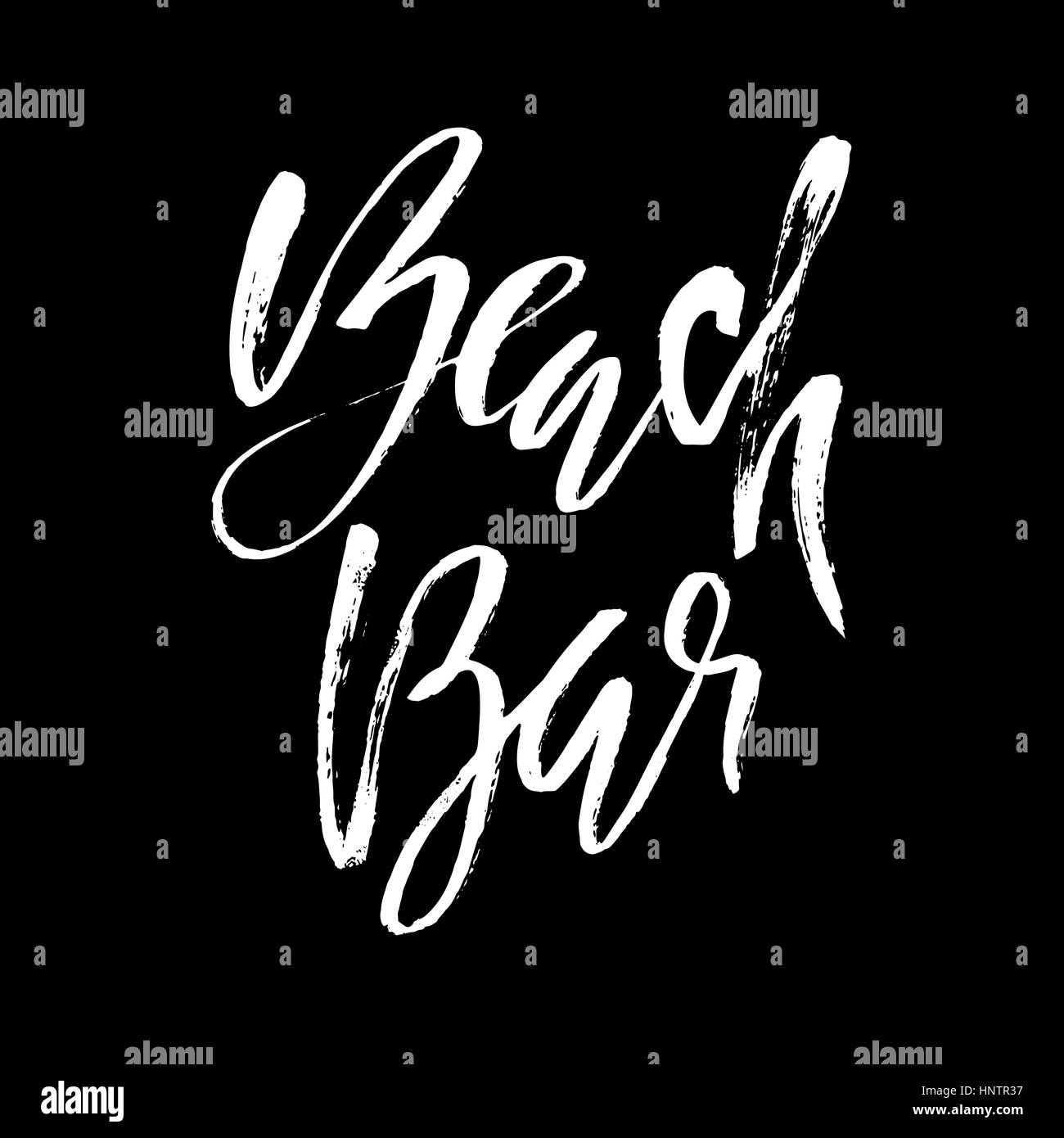 Hand drawn phrase beach bar isolated on the black background. Hand ...