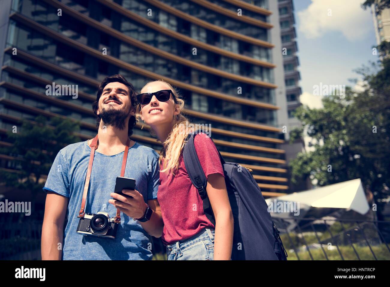 Couple traveling together wanderlust trip Stock Photo - Alamy