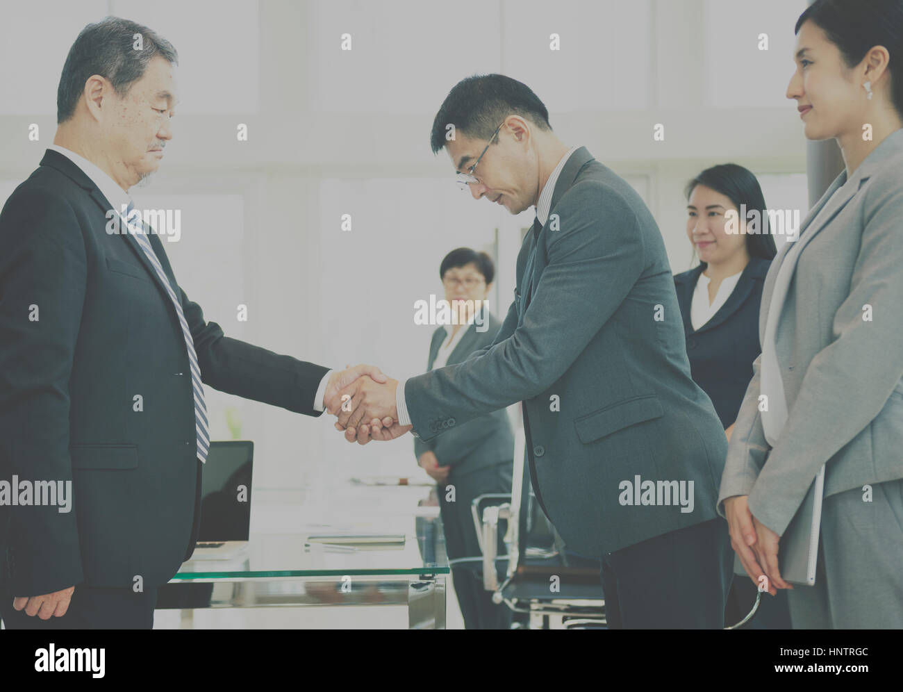 Business Partners Introductionary Handshake Bow Stock Photo - Alamy