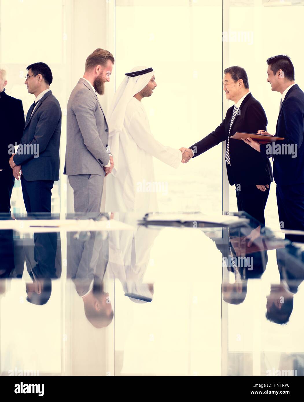 Business Partners Introductionary Handshake Bow Stock Photo - Alamy
