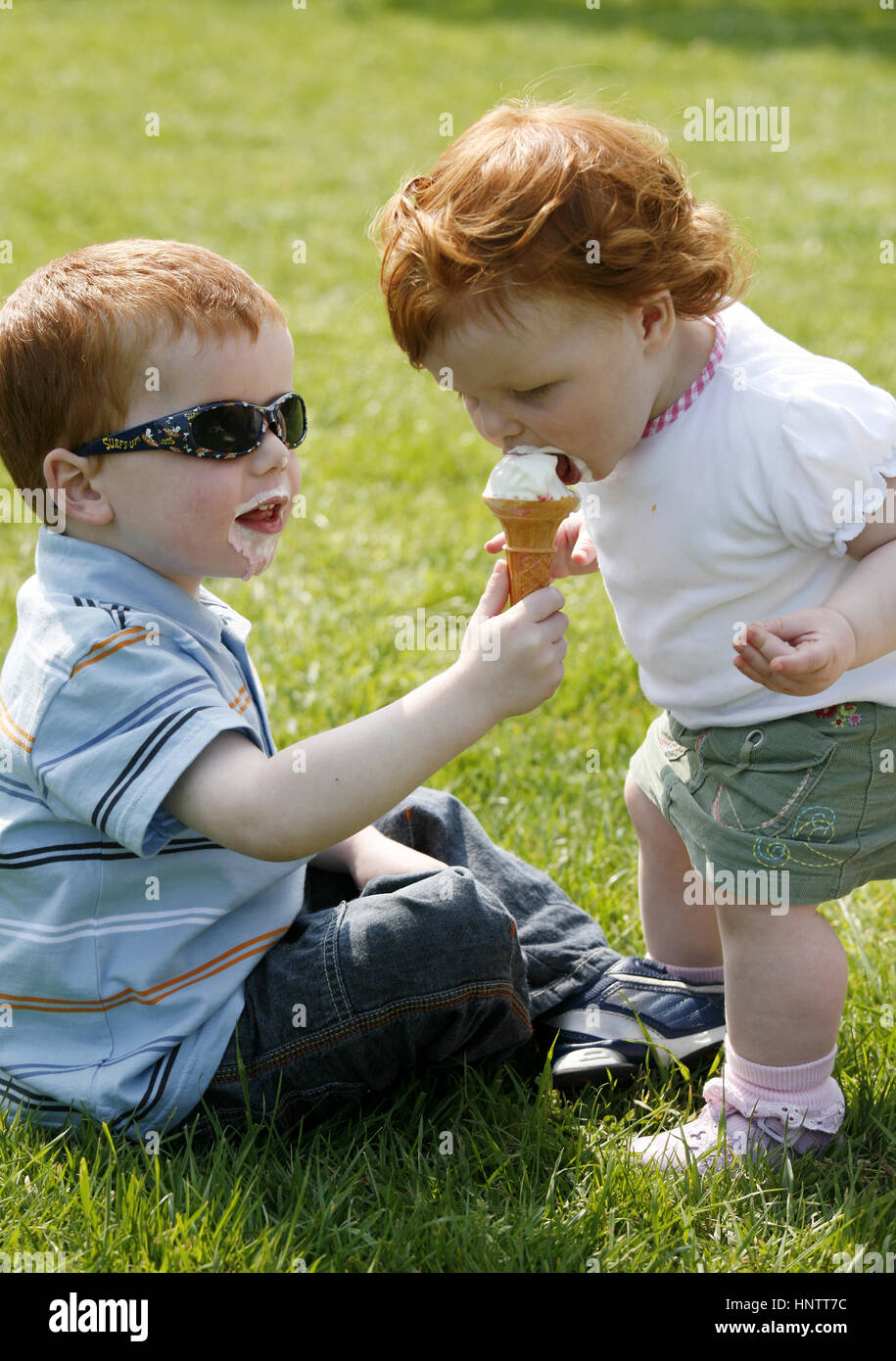 Children Sharing Ice Cream