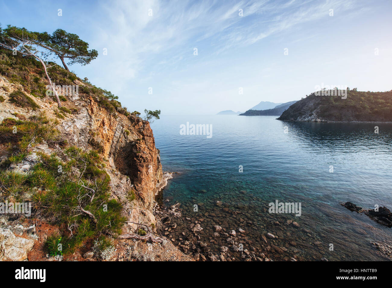 Panoramic view on sea coast. Turkey Stock Photo - Alamy