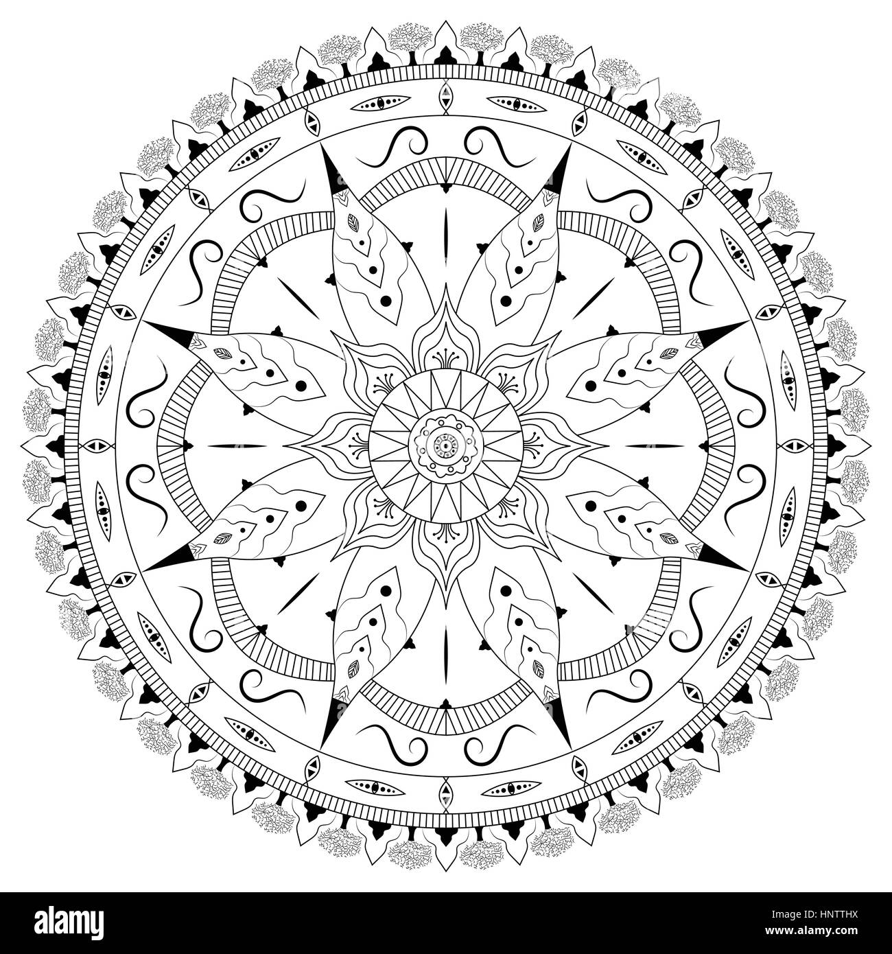 Symmetrical mandala design art ornament floral and geometric circle ...