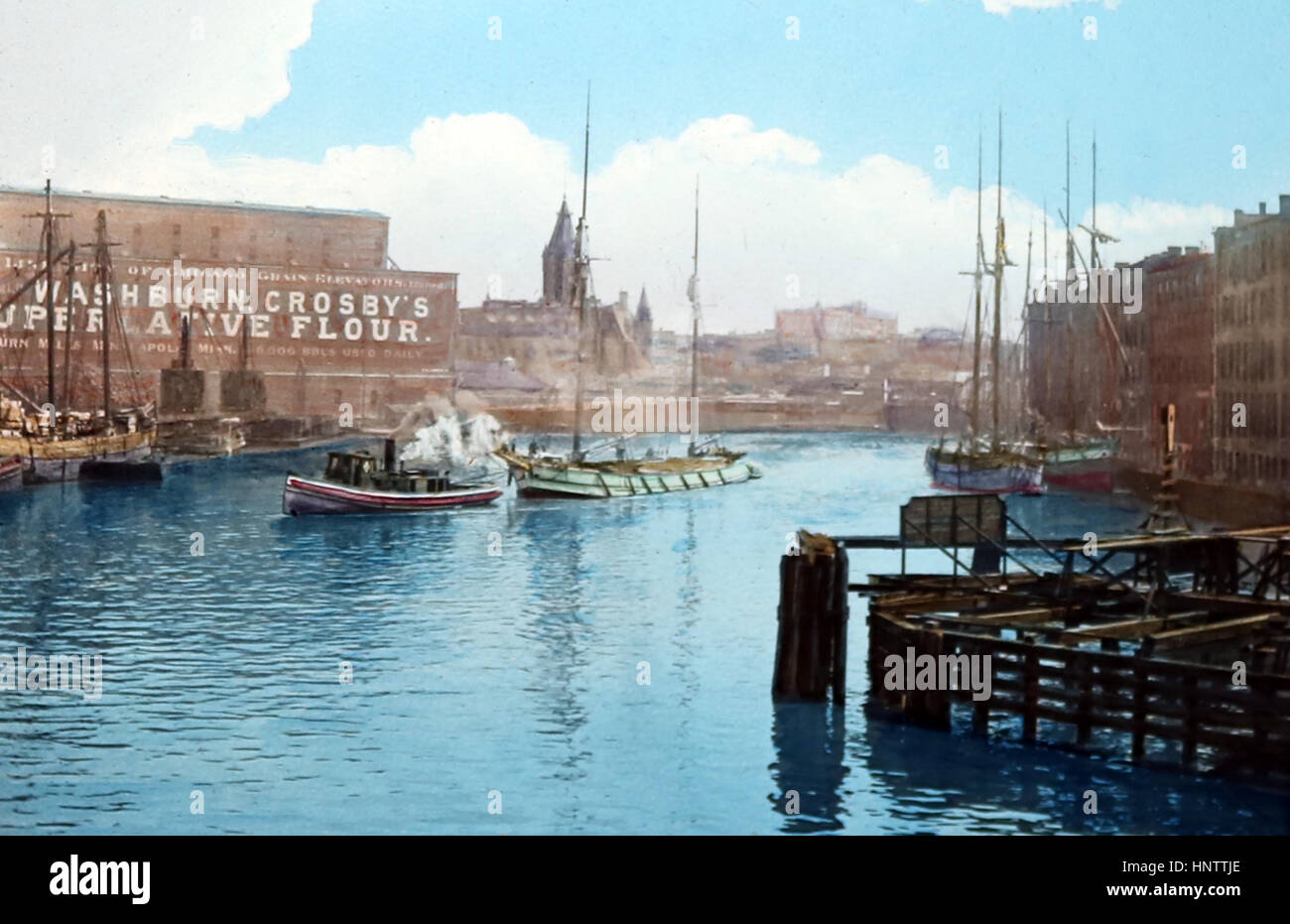 Chicago - hand coloured when published - early 1900s Stock Photo - Alamy