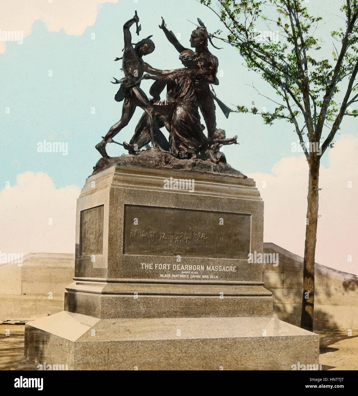 Chicago Fort Dearborn Massacre Statue - hand coloured when published ...
