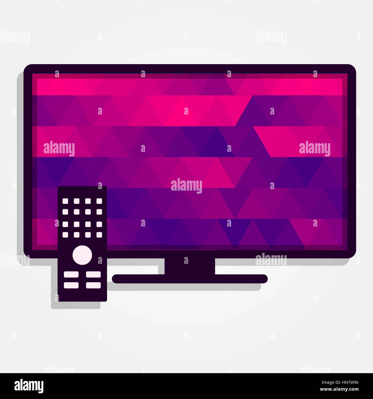 Remote control and TV with a colored triangles forming a gradient ...