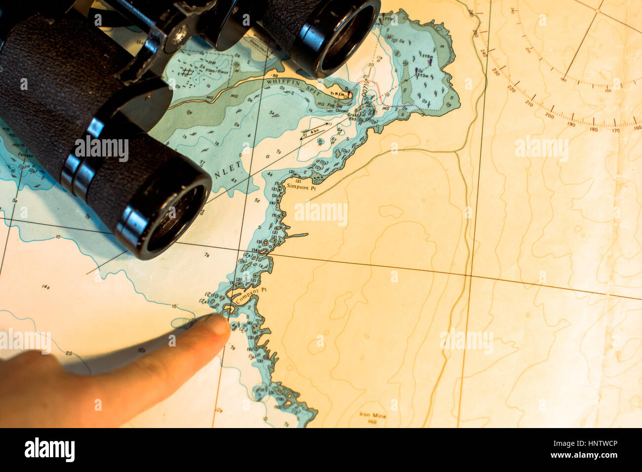 Finger pointing route on map hi-res stock photography and images - Alamy
