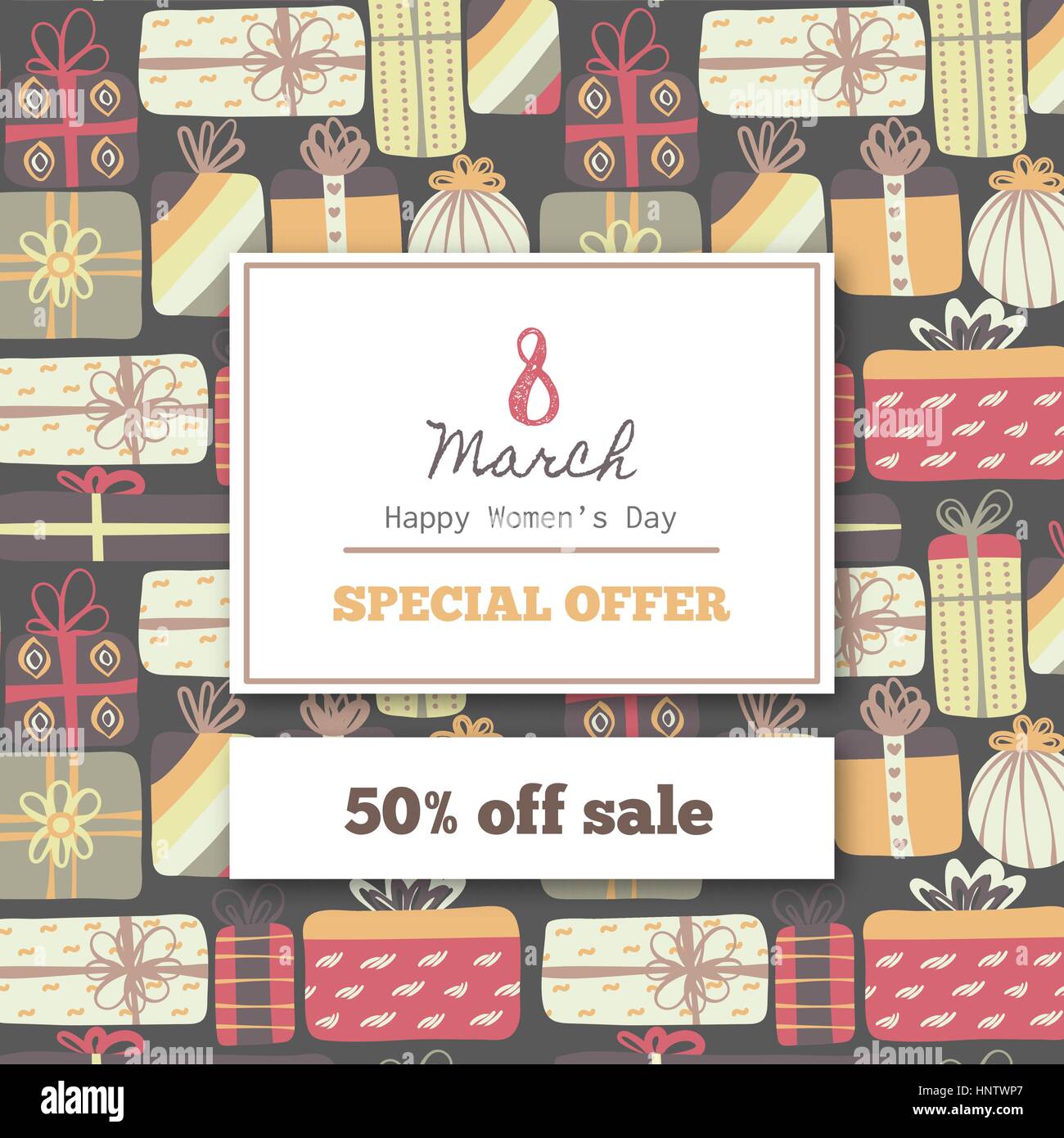 Discount in 8 March. Sales in the Women's Day. Pattern with different ...