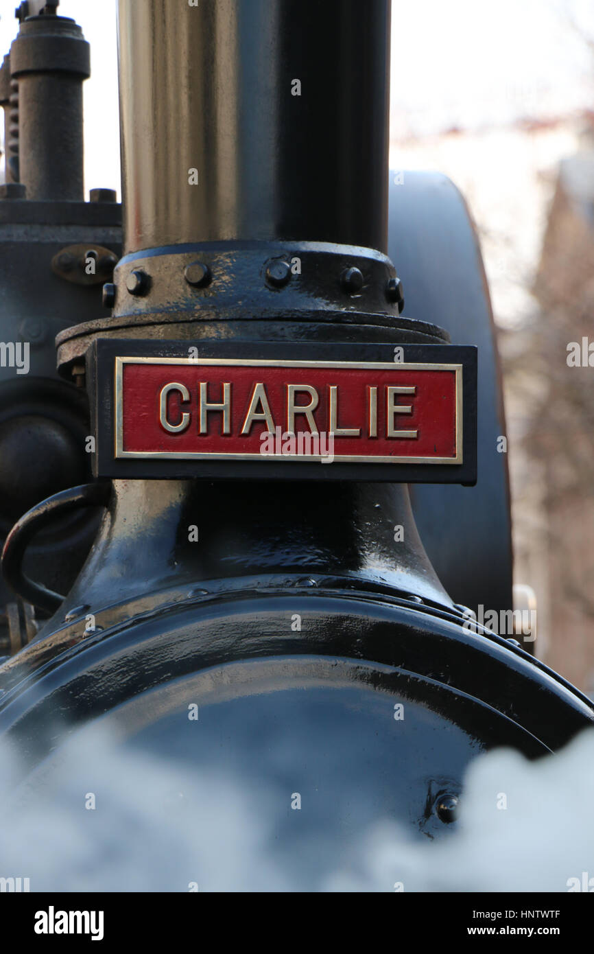 A steam engine on display on O'Connell St - Dublin - Ireland - as part ...