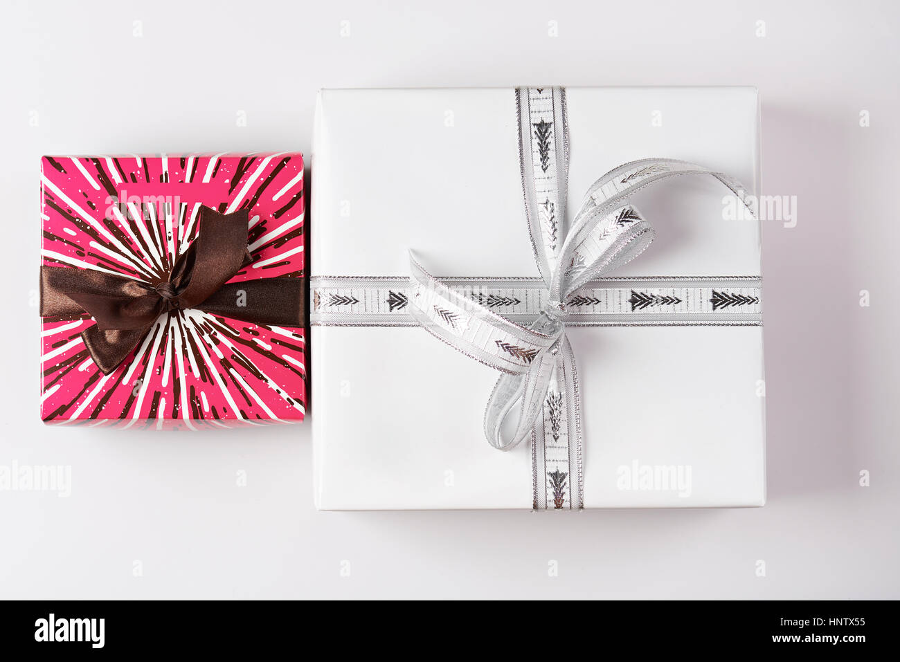 two present gift boxes view from top isolated on white background Stock ...