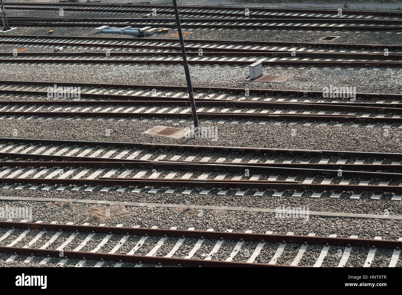 View of railroad tracks Stock Photo - Alamy