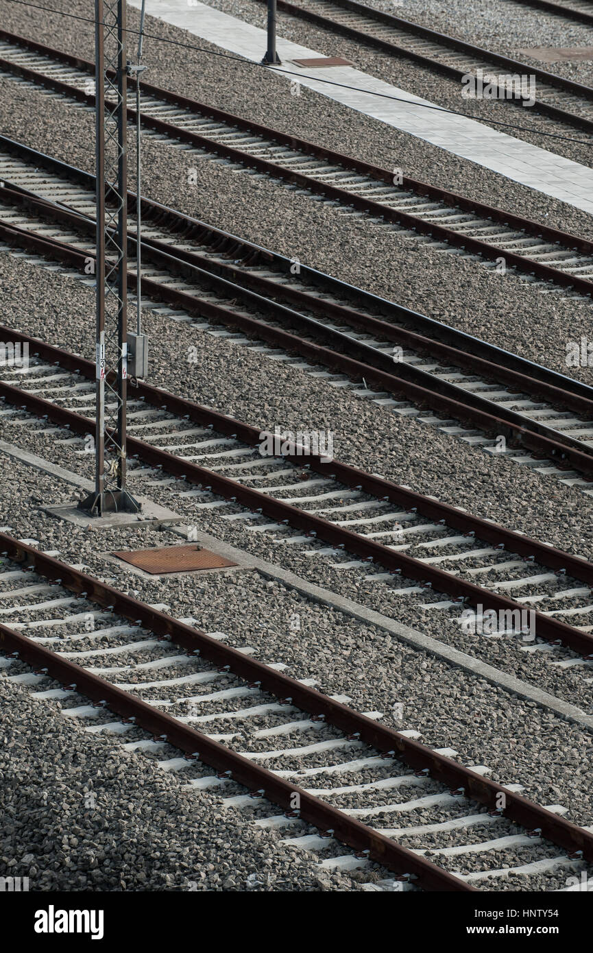 Unique and abstract view of railroad tracks Stock Photo - Alamy