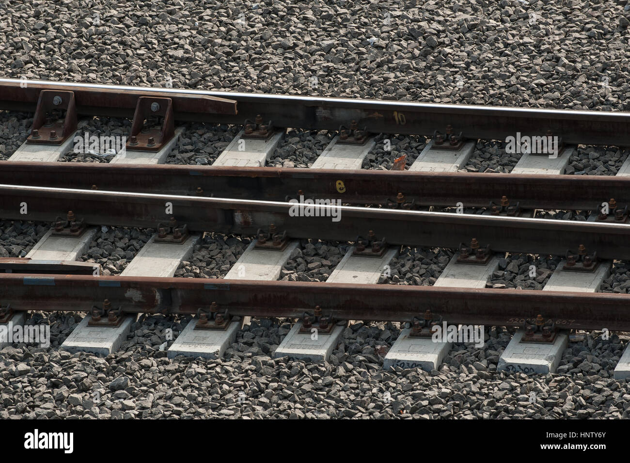 Unique and abstract view of railroad tracks Stock Photo - Alamy
