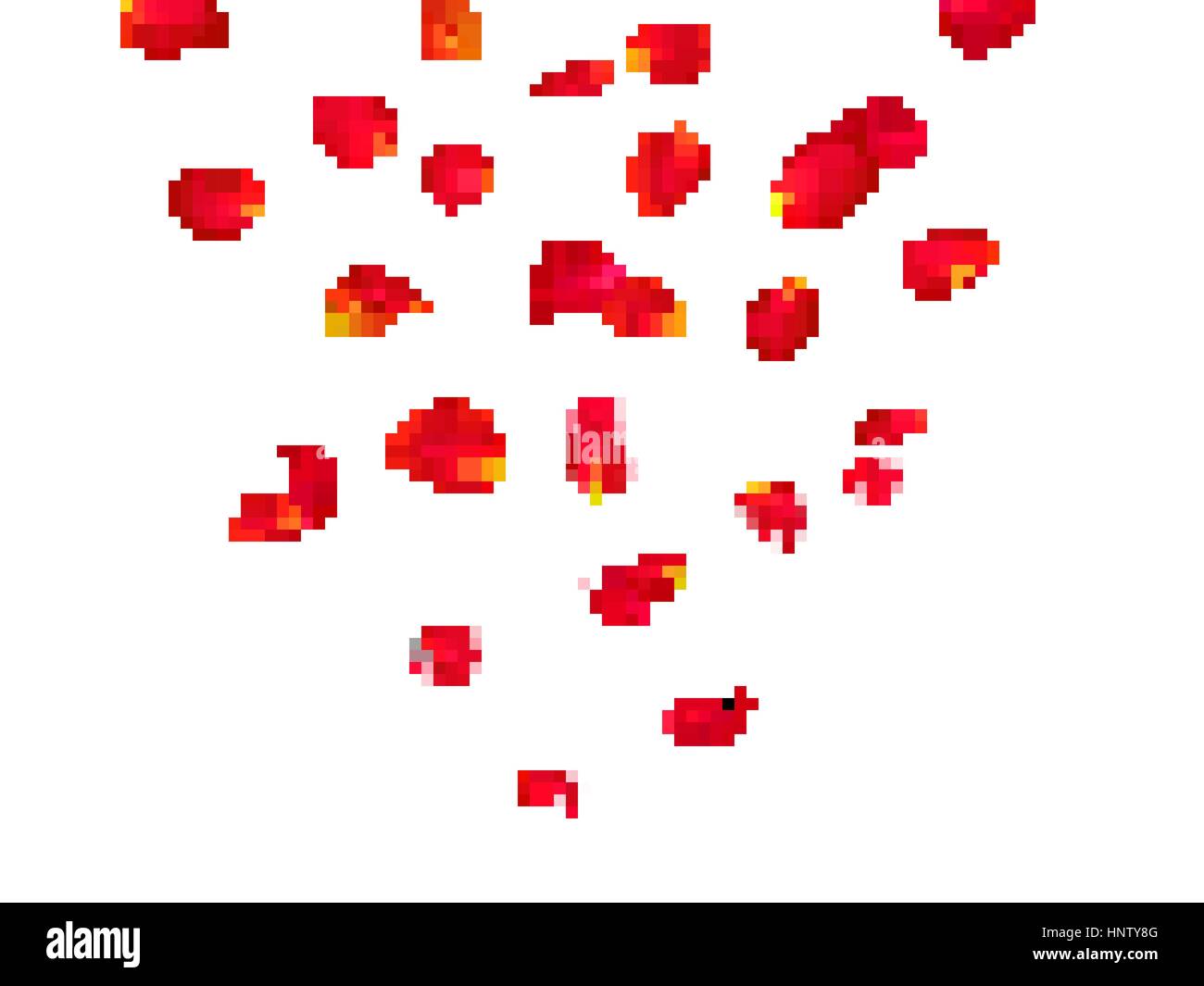 Abstract background with flying pink rose petals. Vector illustration ...