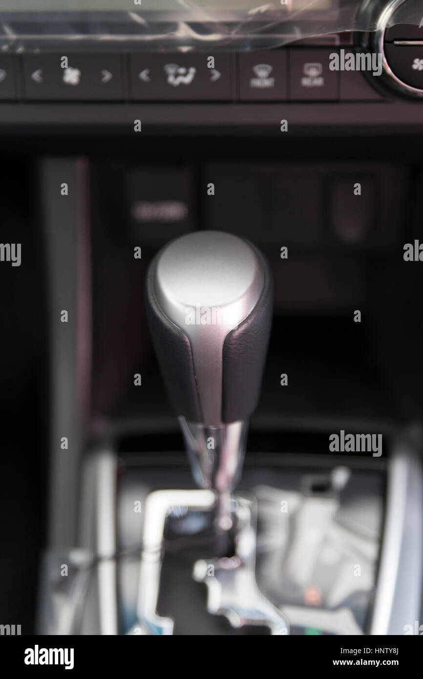 automatic gearstick inside of new car automobile Stock Photo - Alamy