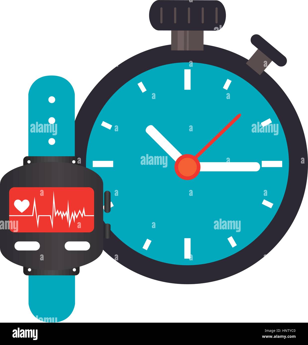 colorful watch with screen Heartbeat monitoring and Stopwatch vector ...