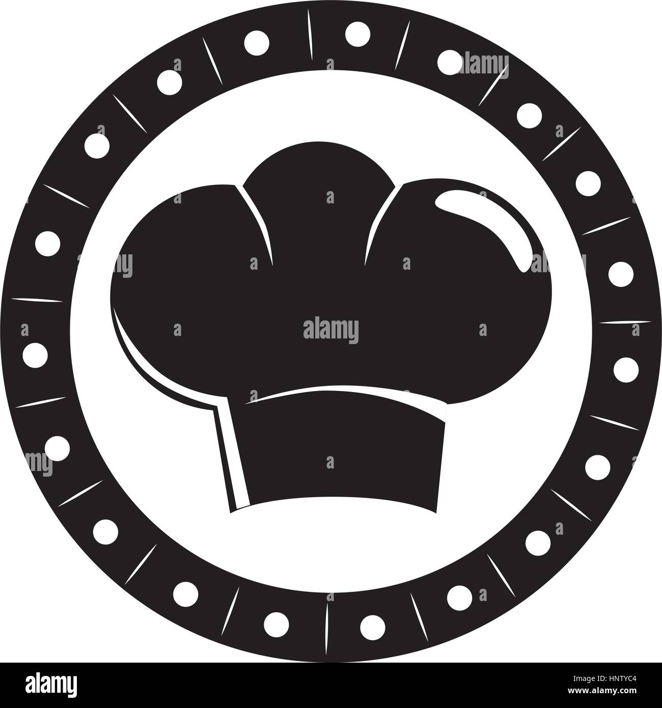 monochrome circular border with silhouette chefs hat vector ...