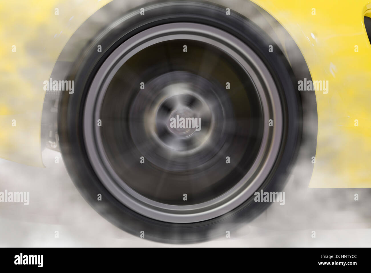 drifting wheel of new yellow sport car Stock Photo - Alamy