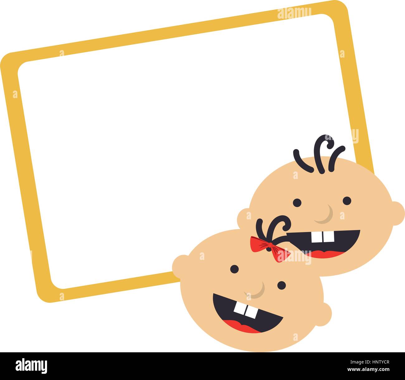 color frame with border with babys faces vector illustration Stock ...