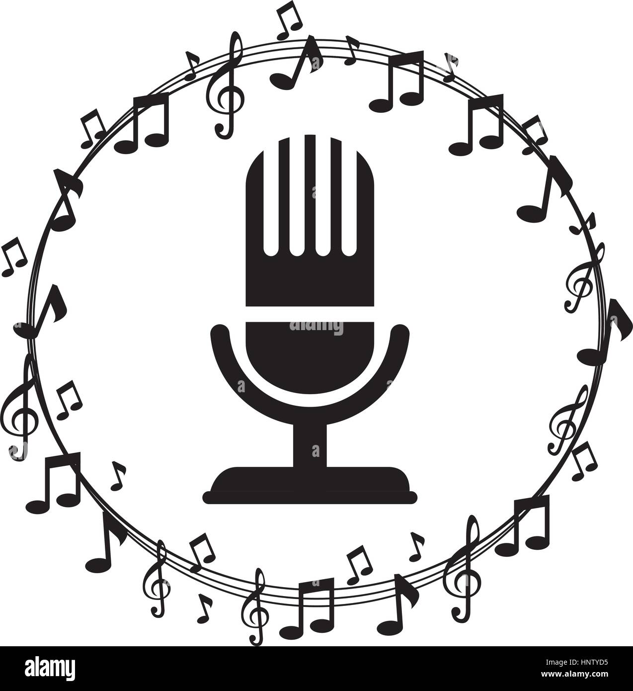 border musical notes with microphone vector illustration Stock Vector ...