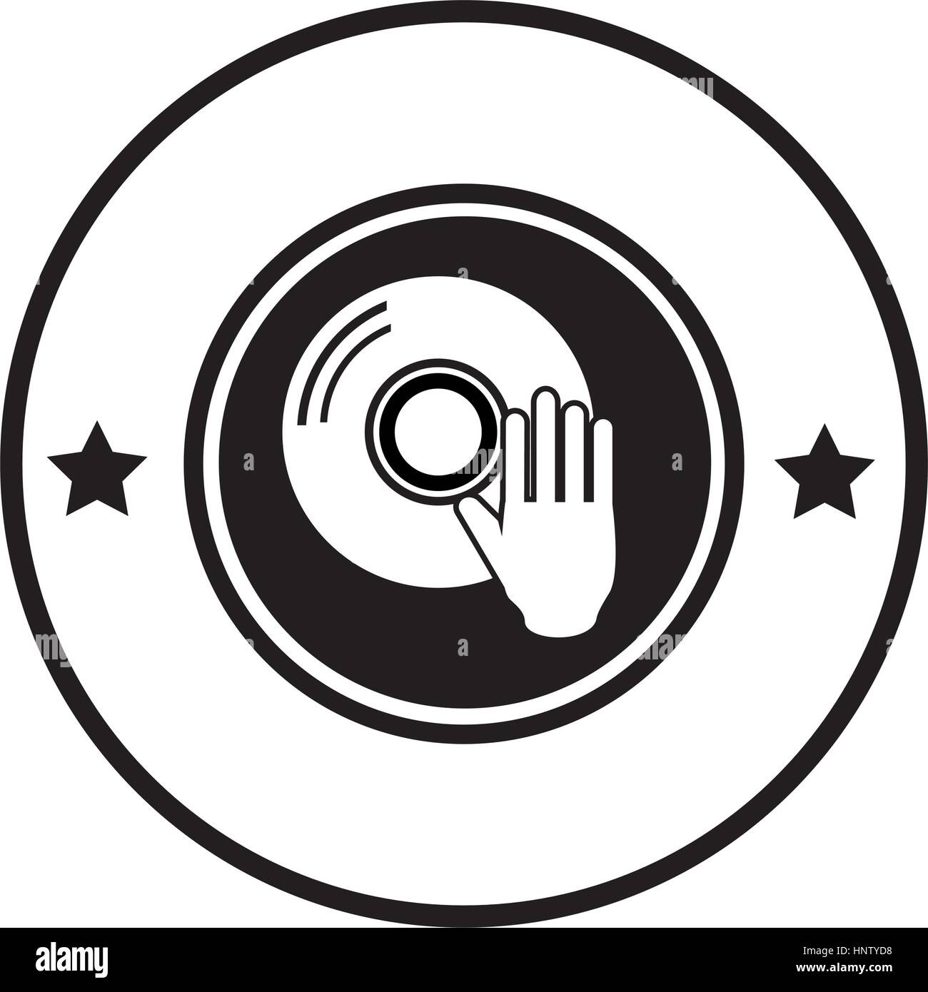 silhouette circular border with compact disc vector illustration Stock ...