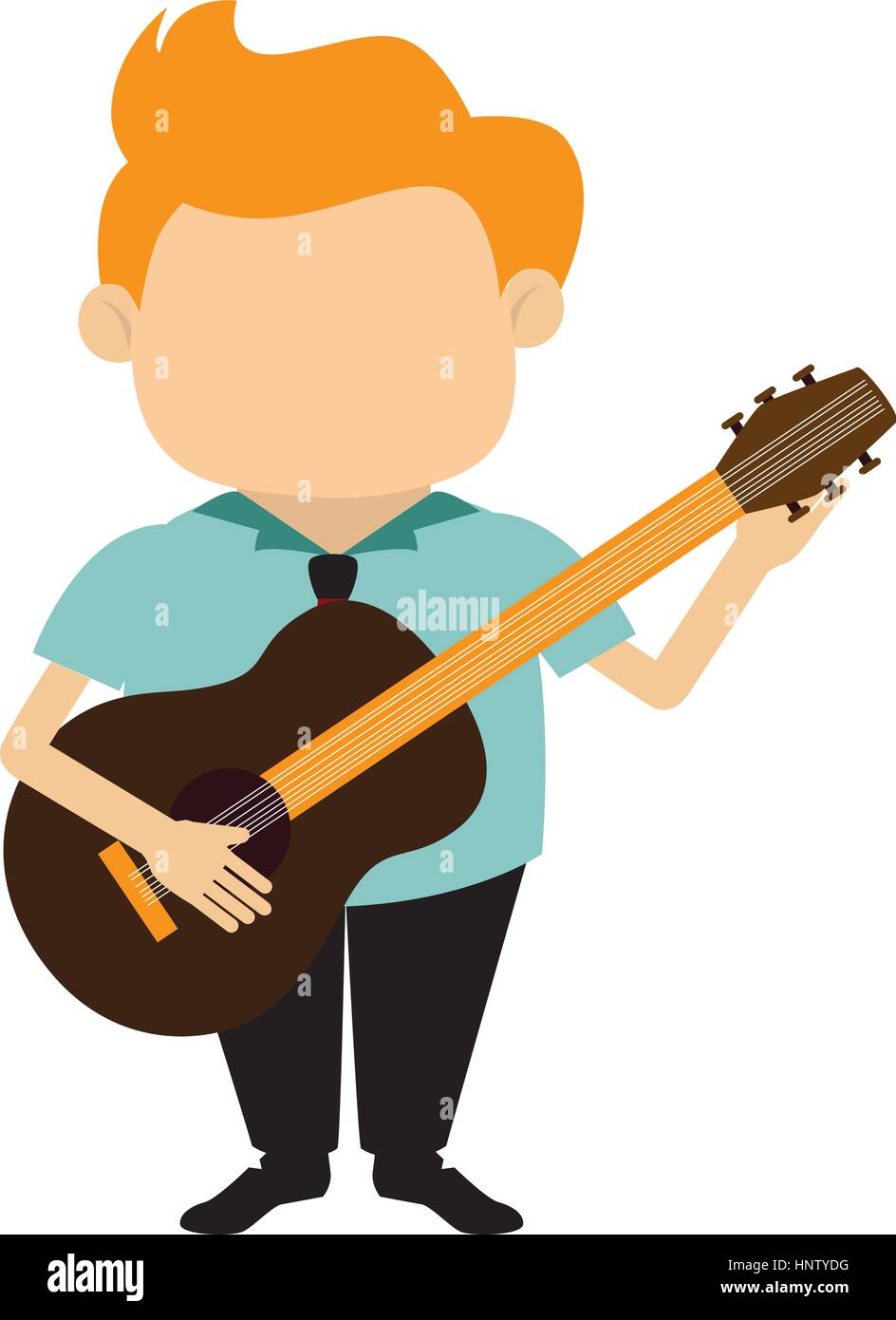 colorful silhouette faceless singer with acoustic guitar vector ...