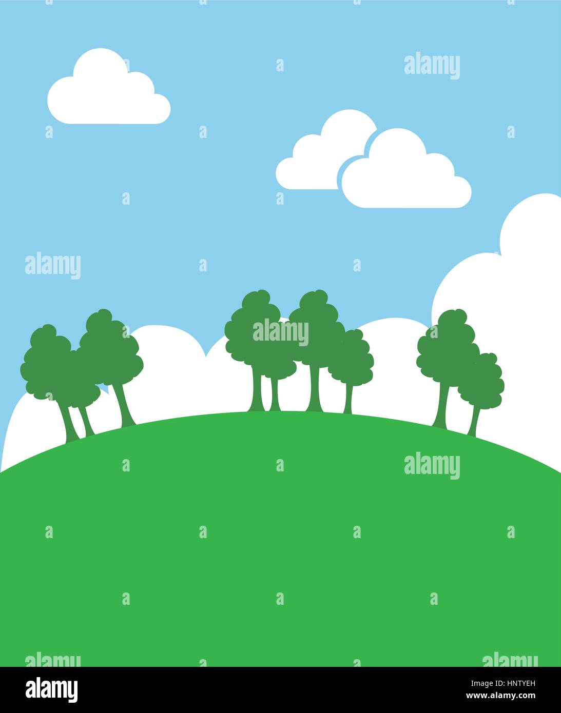 landscape with sky and trees vector illustration Stock Vector Image ...