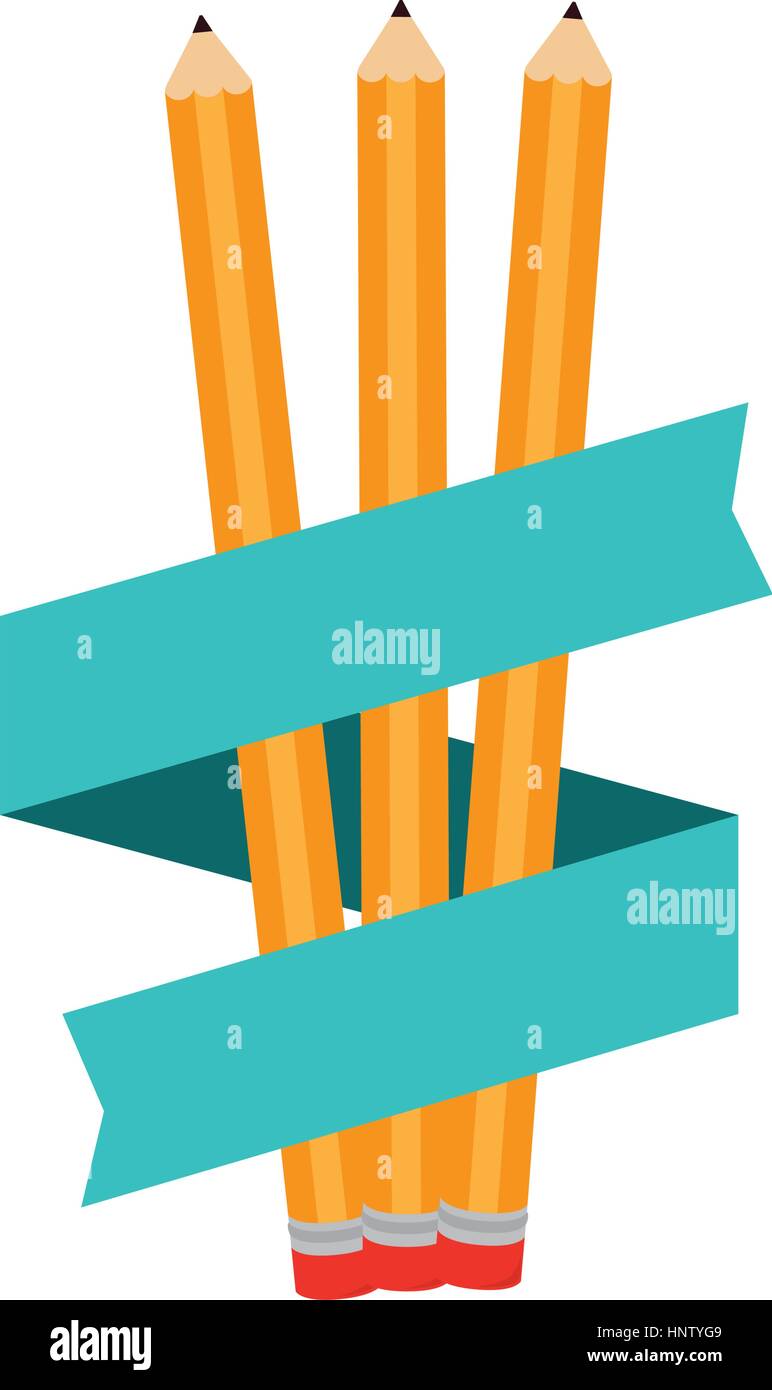 set collection pencil with ribbon vector illustration Stock Vector ...