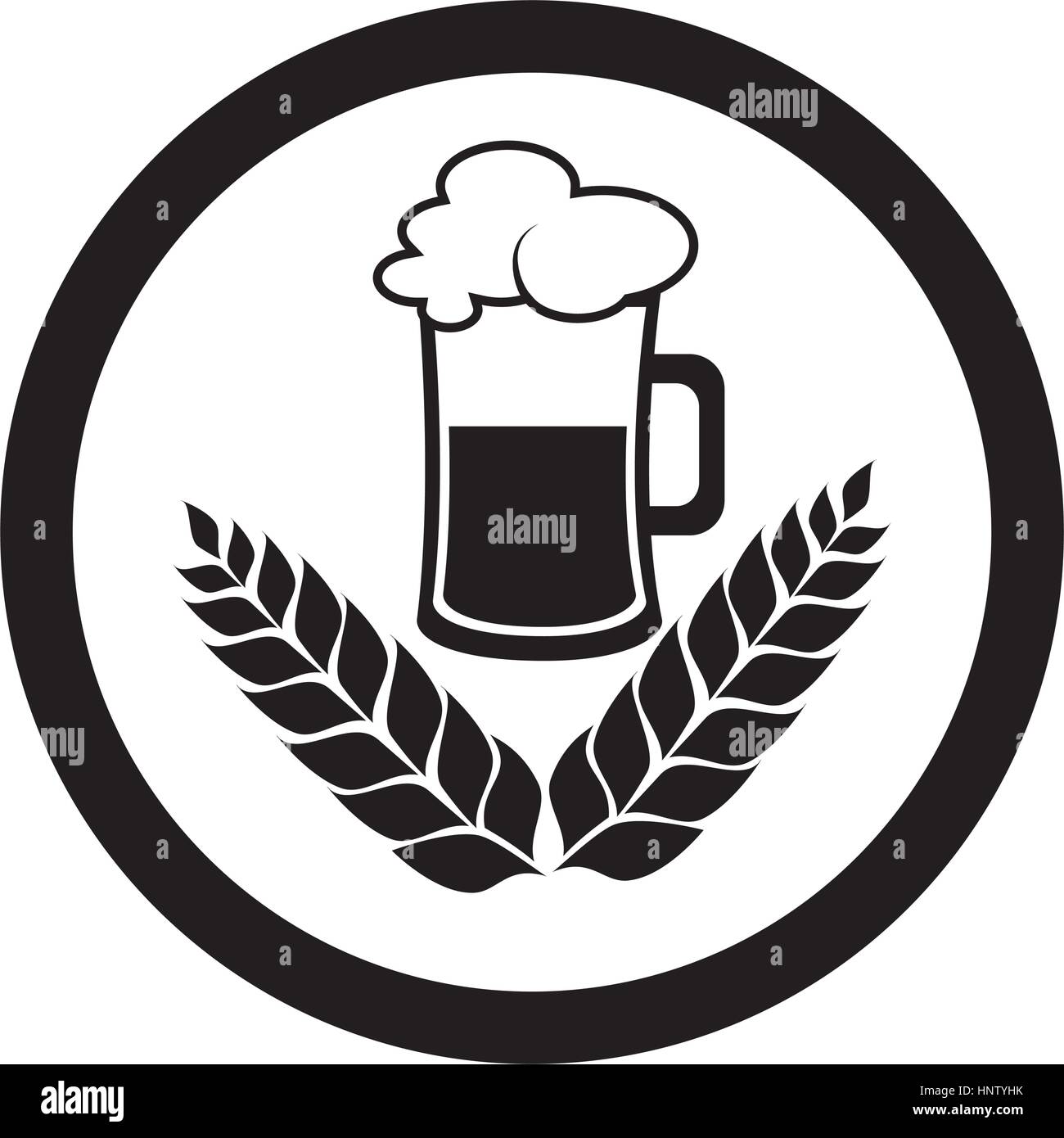 circular emblem with monochrome beer glass vector illustration Stock ...