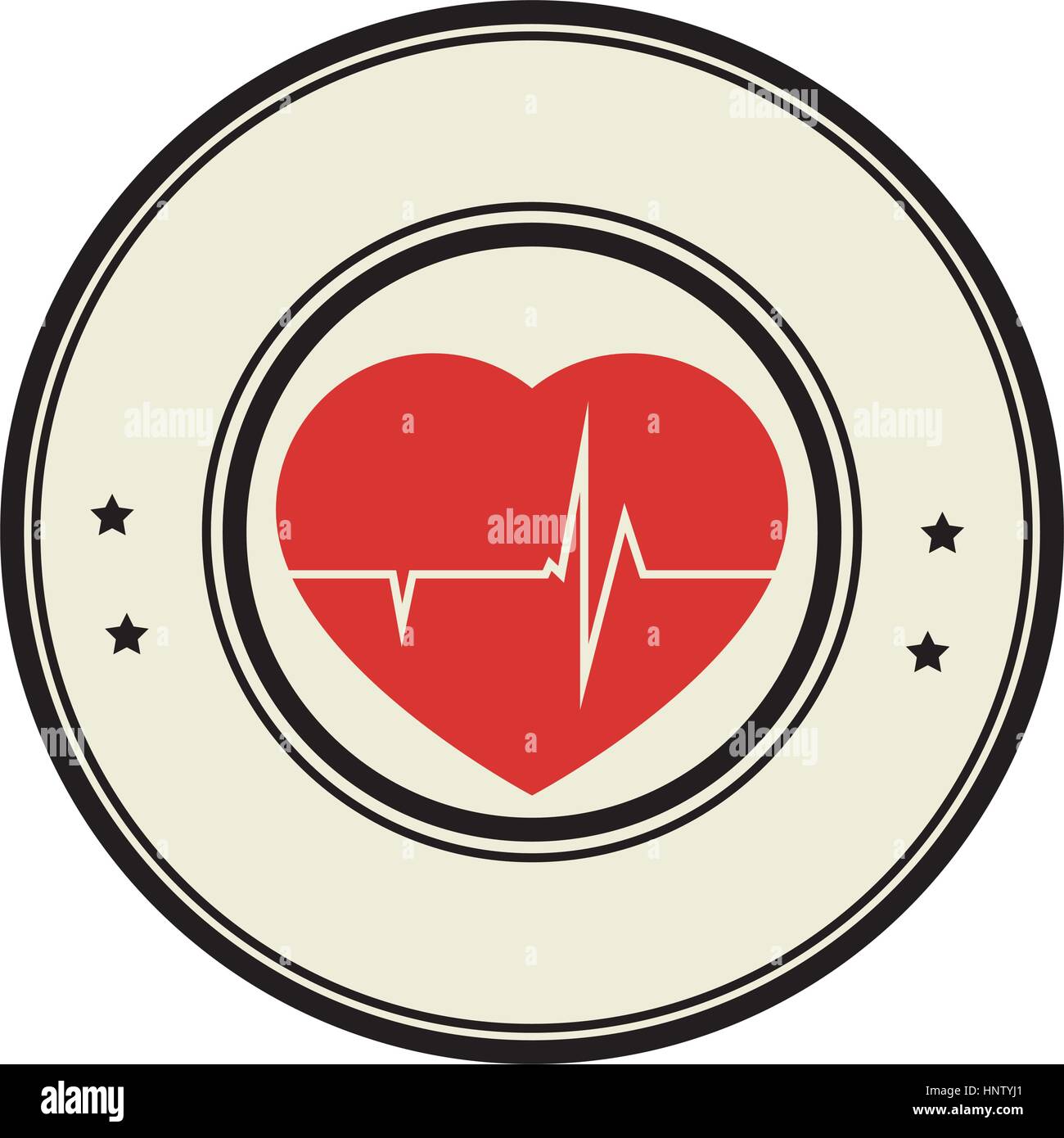 color circular emblem with heart with line vital sign vector ...