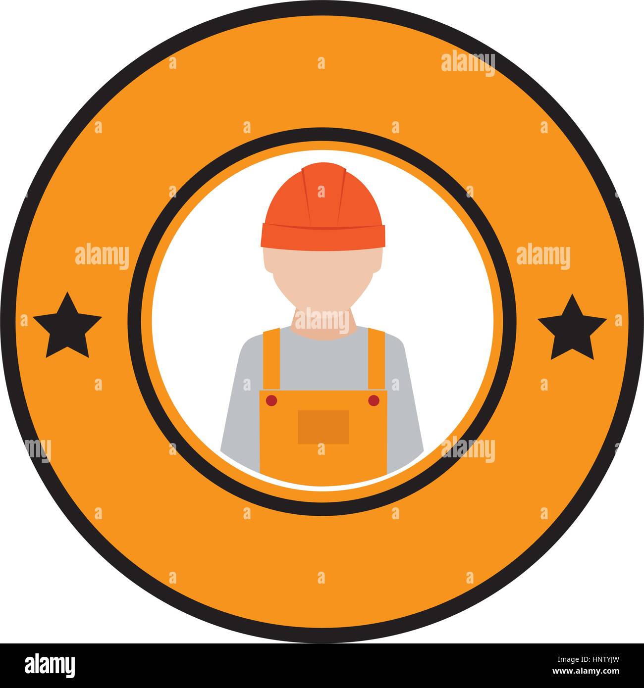 color circular emblem with worker with helmet vector illustration Stock ...