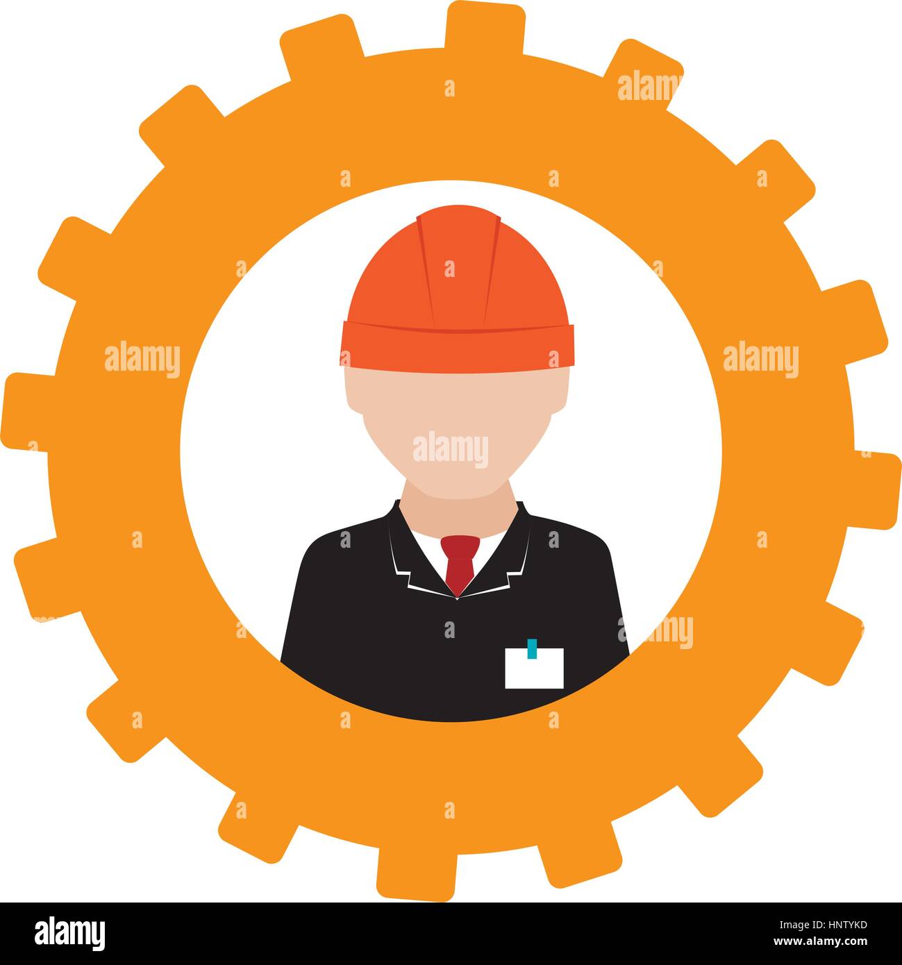 silhouette in shape of gear with engineer with helmet vector ...