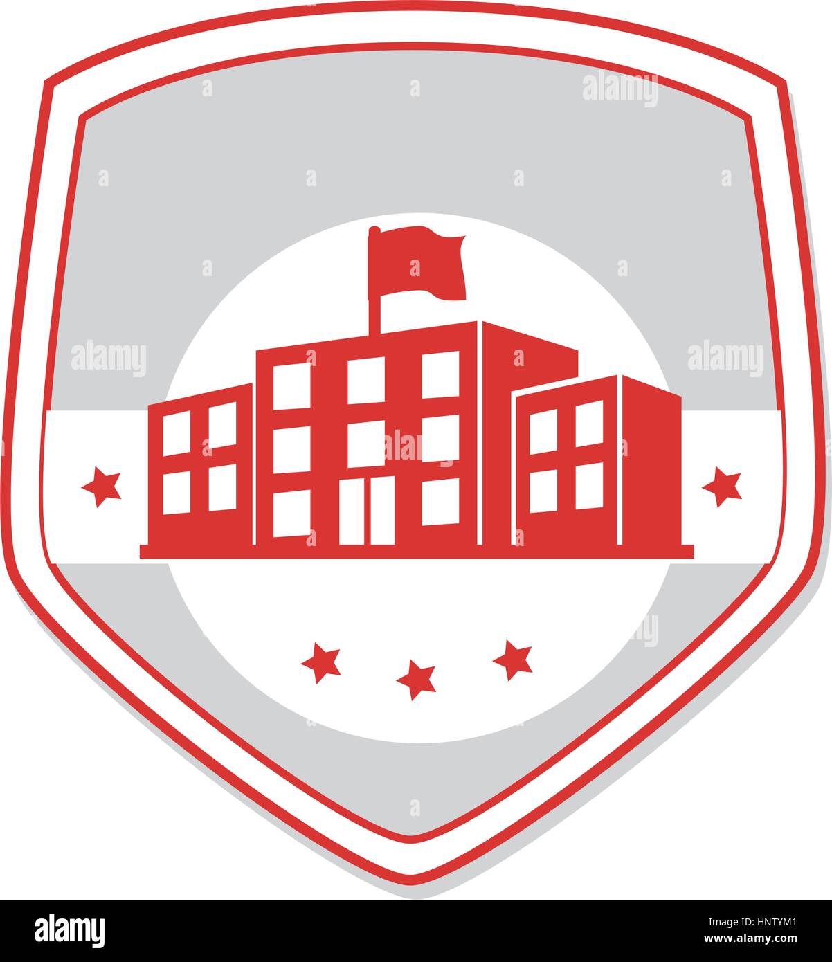 monochrome shield with high school structure vector illustration Stock ...