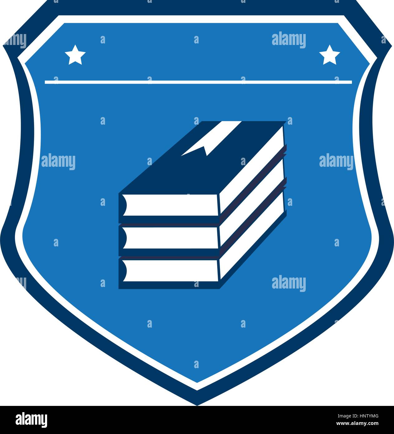 color shield with stacking books vector illustration Stock Vector Image ...