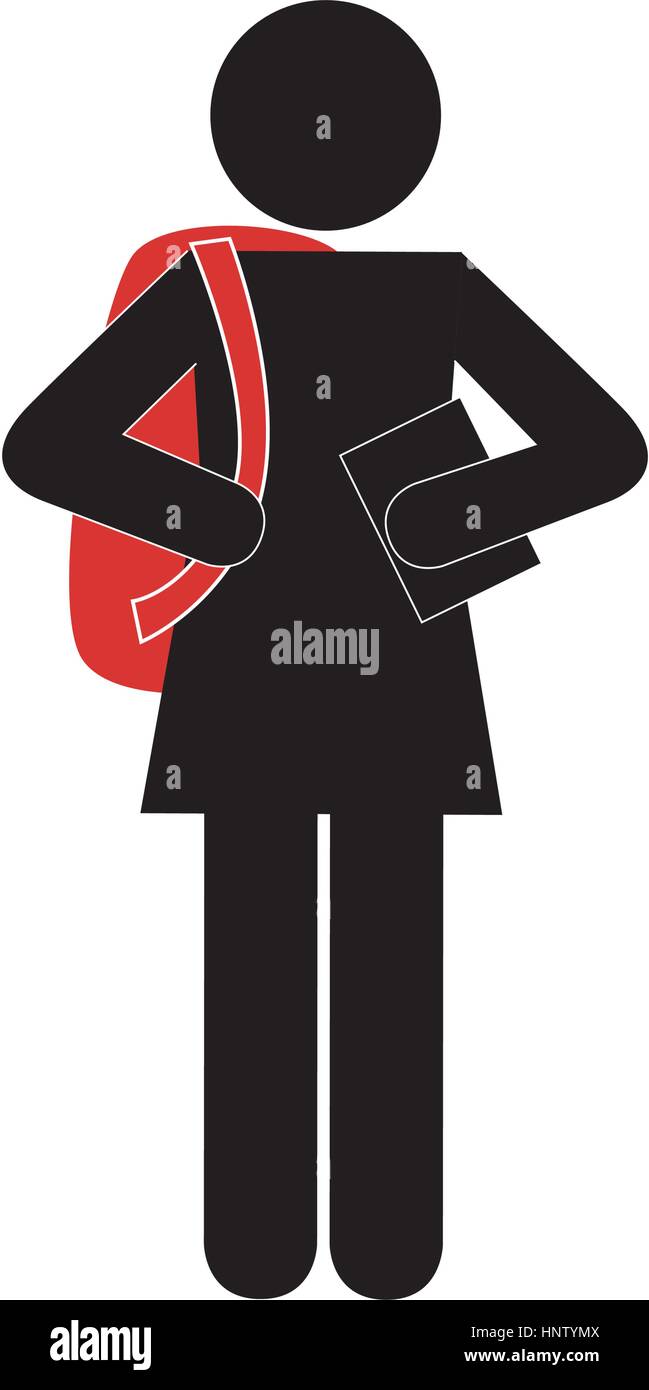 monochrome silhouette pictogram with student girl vector illustration ...