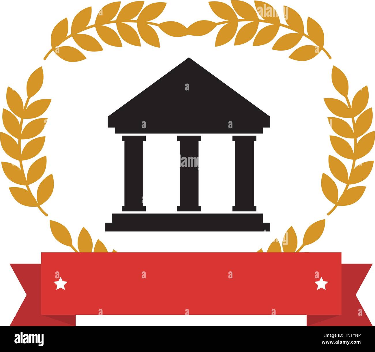 emblem with parthenon with olive branchs and ribbon vector illustration ...
