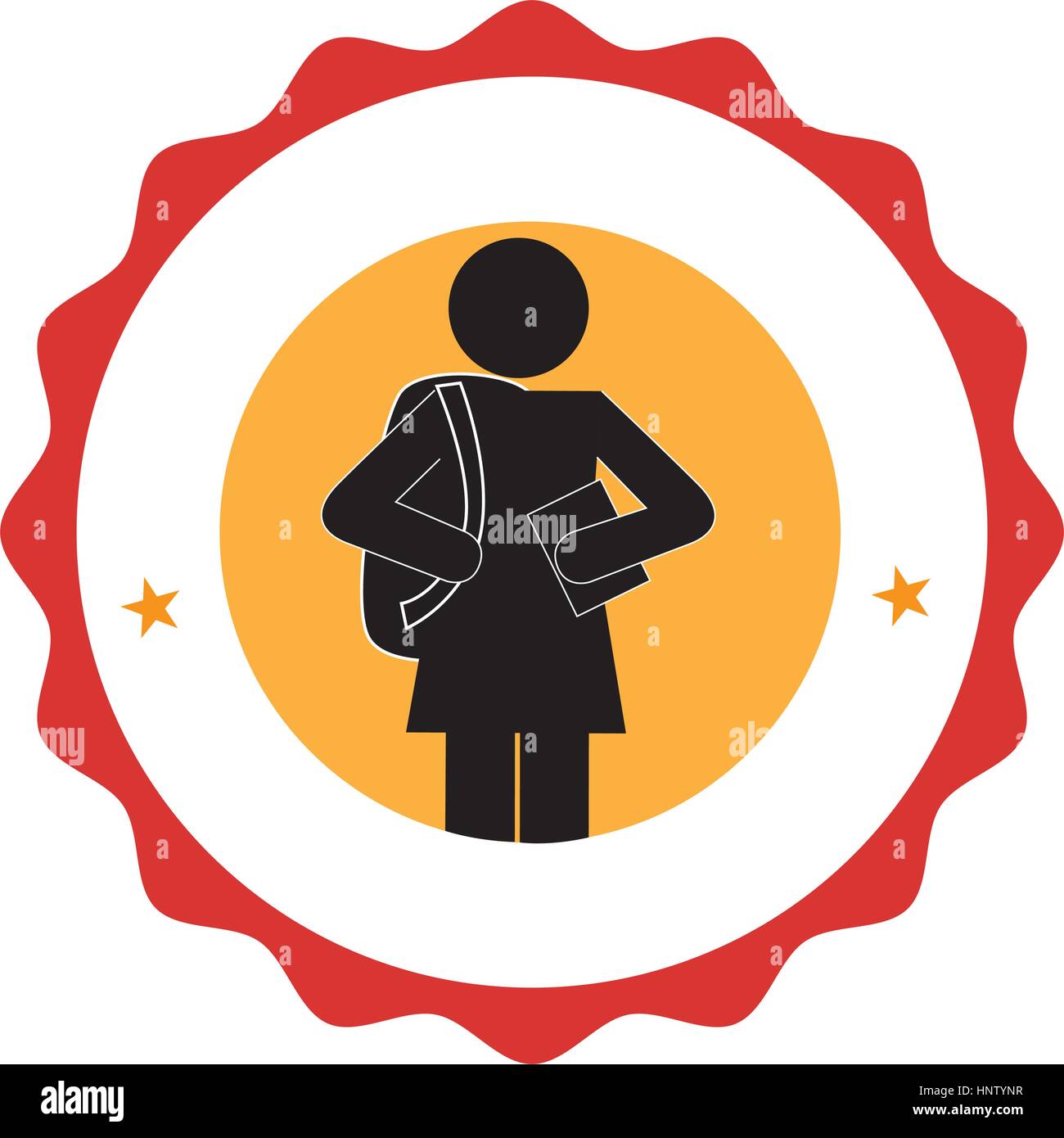 silhouette pictogram emblem with student girl vector illustration Stock ...