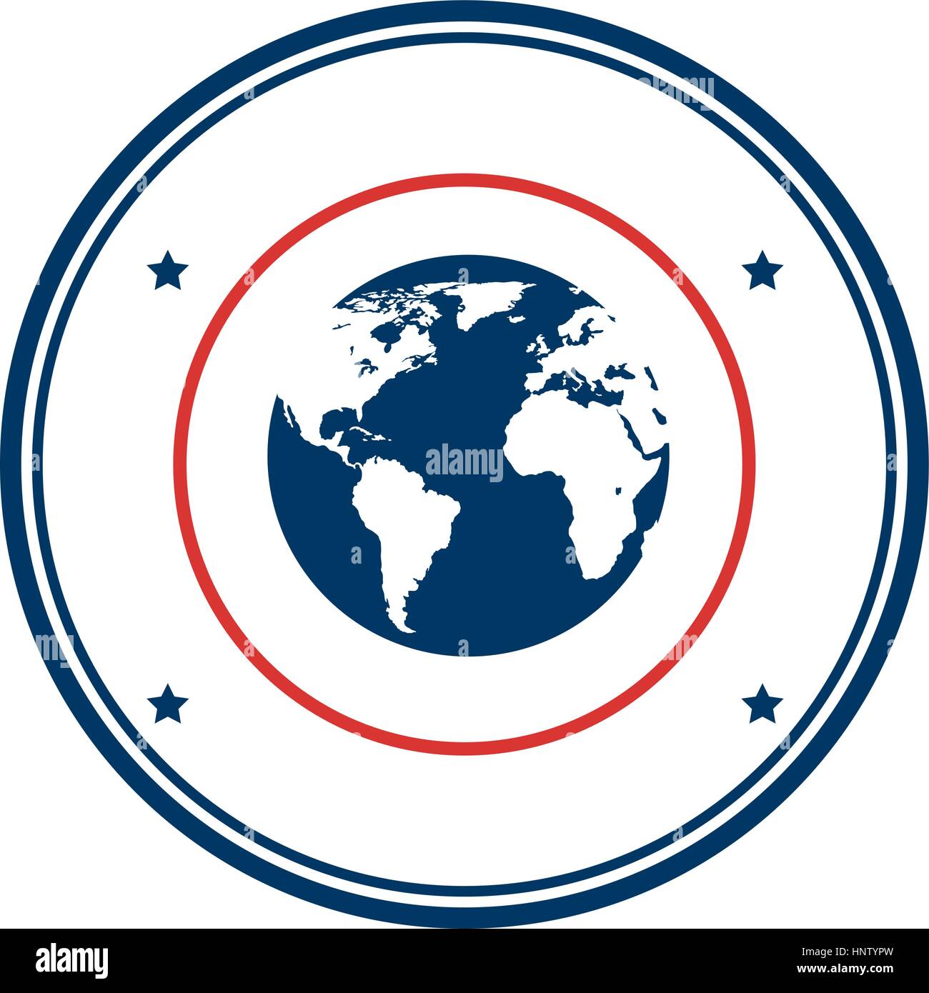 monochrome circular frame with map world vector illustration Stock ...