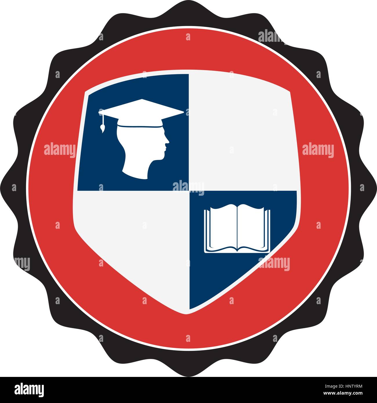 stamp circular with shield elements graduation vector illustration ...